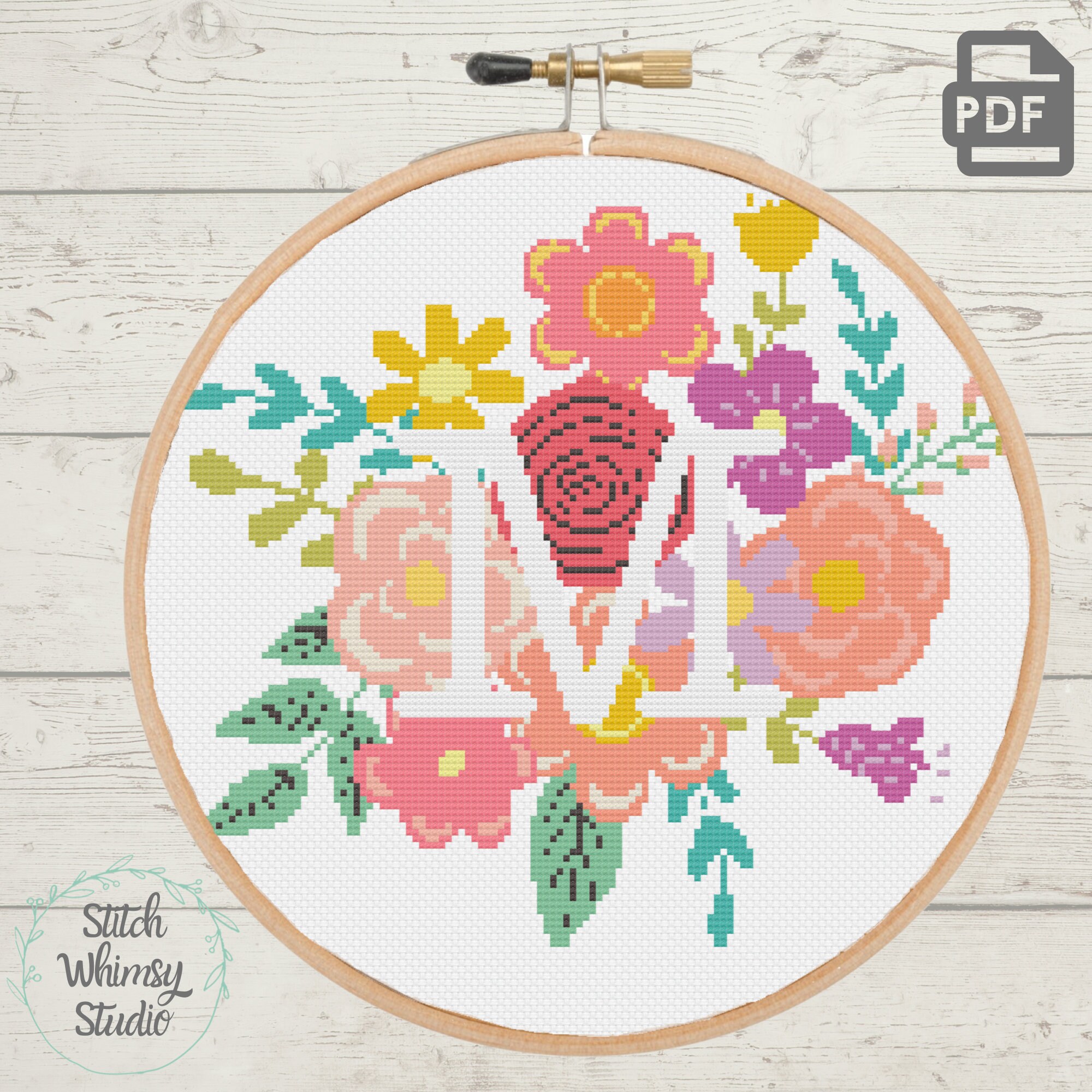 M Initial Monogram Letter Floral Pink Purple Floral Baby Girl - Etsy