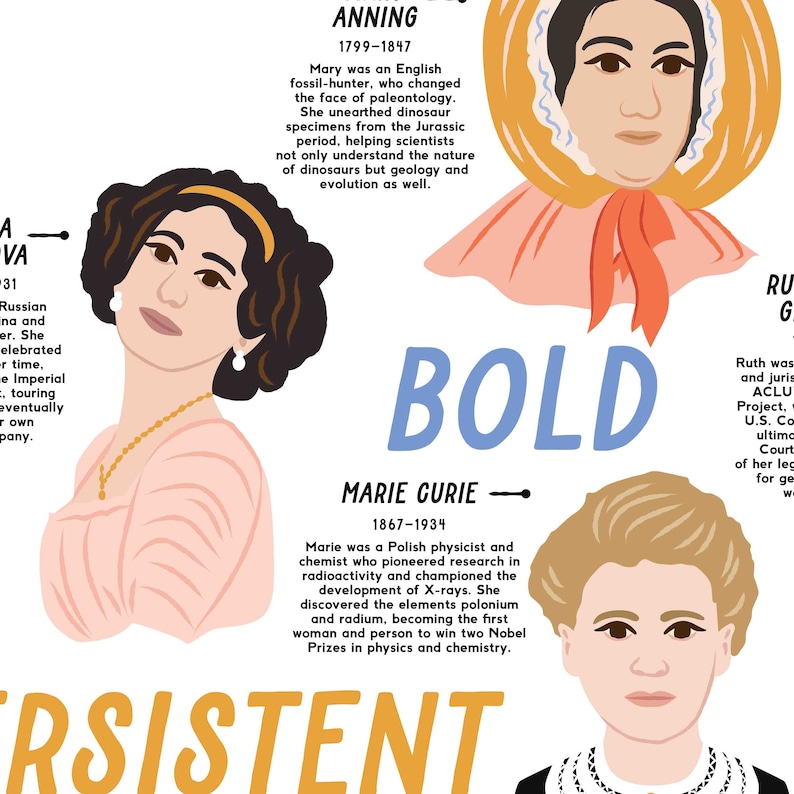 Influential Women in History Girl Power Art Feminist Prints - Etsy