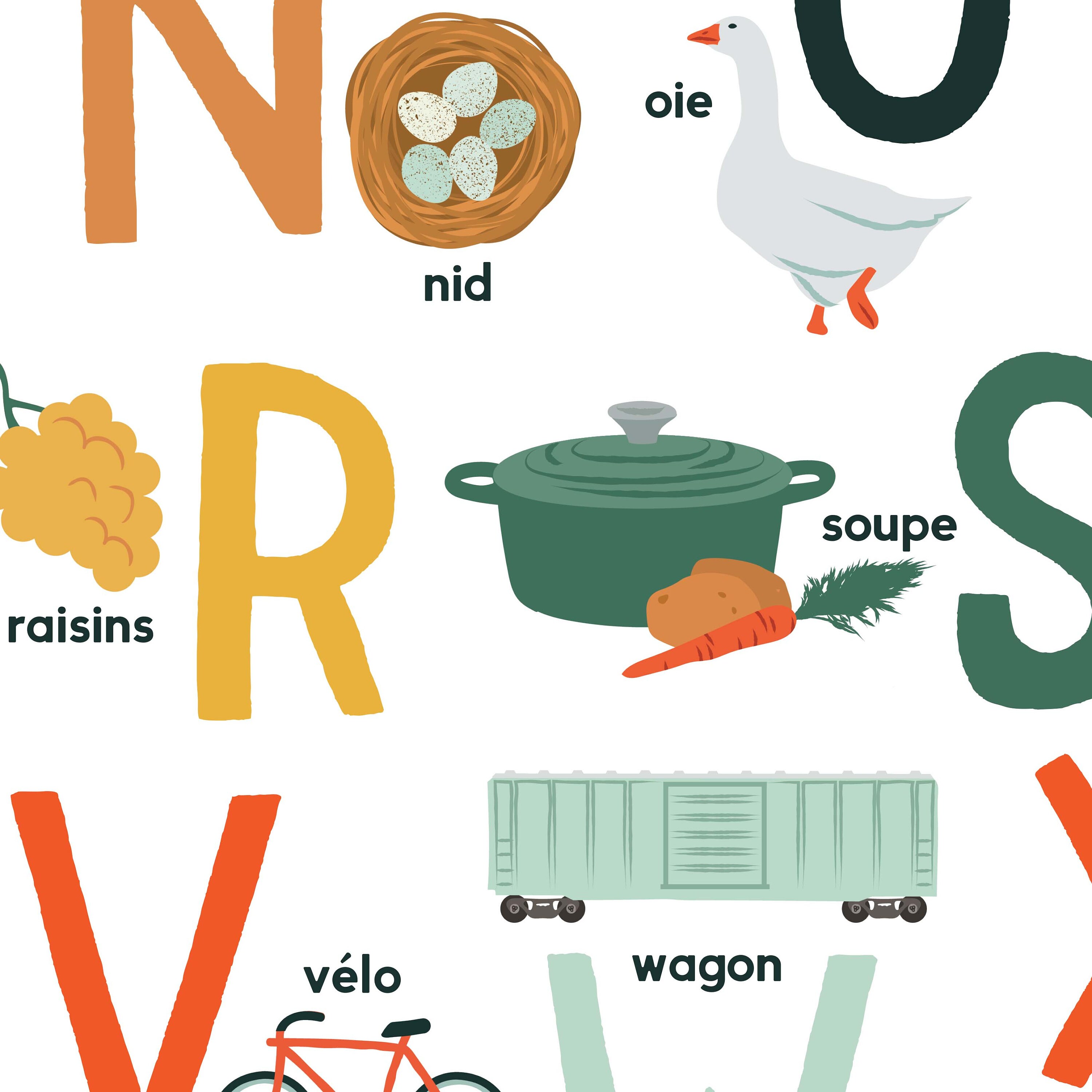 French Alphabet Printable Placemat, Français Alphabet, Playroom Wall ...
