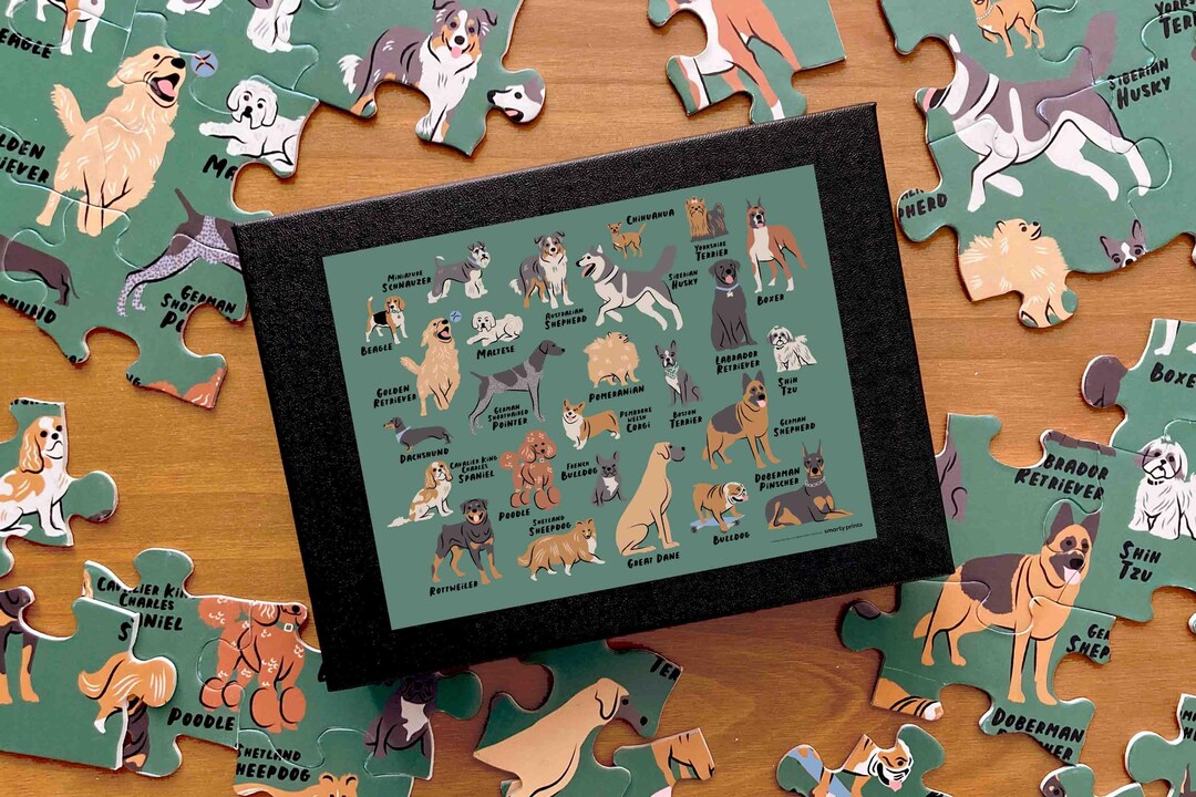 Dog Children's Puzzle, Illustrated Dogs, Dog Breeds, Fun Puzzle, Kids ...