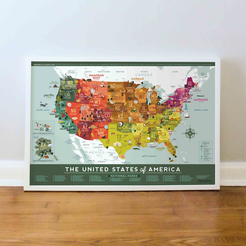 Usa Map Poster - Etsy