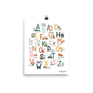 Illustrated Children's Alphabet Print, ABC Poster, Playroom Wall Art ...