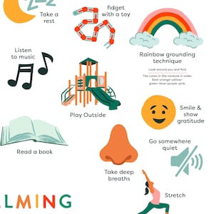 Calming Techniques Poster, Grounding Strategies, Emotional Regulation ...