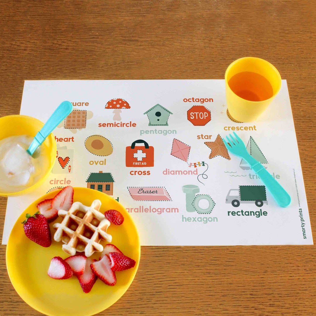 Geometric Shapes Printable Placemat, Educational Print, Preschool ...