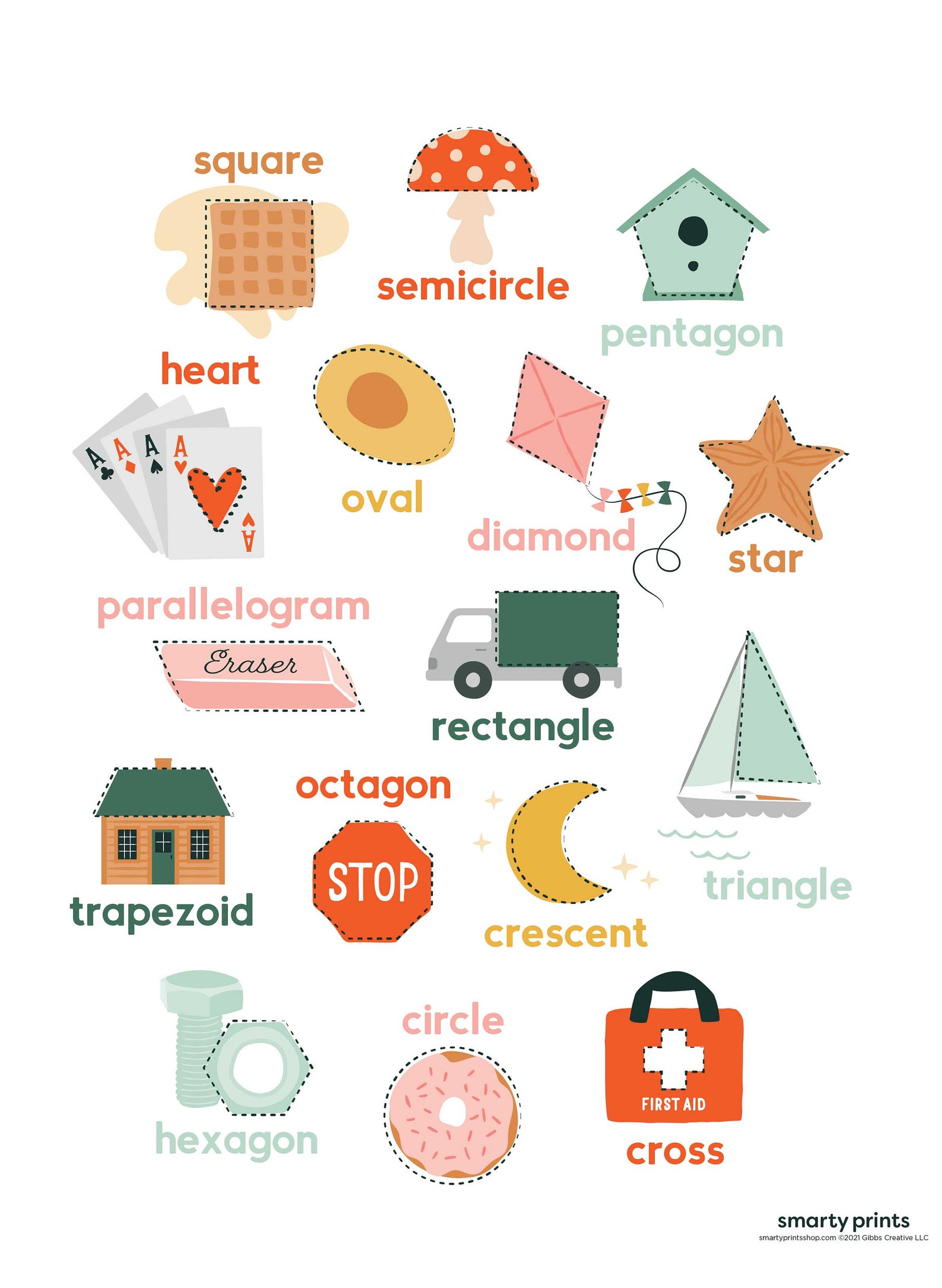 Geometric Shapes Poster Educational Print Preschool Nursery - Etsy