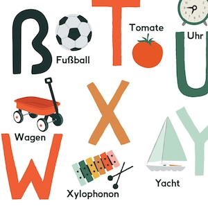 German Alphabet Poster, Deutsch Alphabet, Playroom Wall Art, Toddler ...