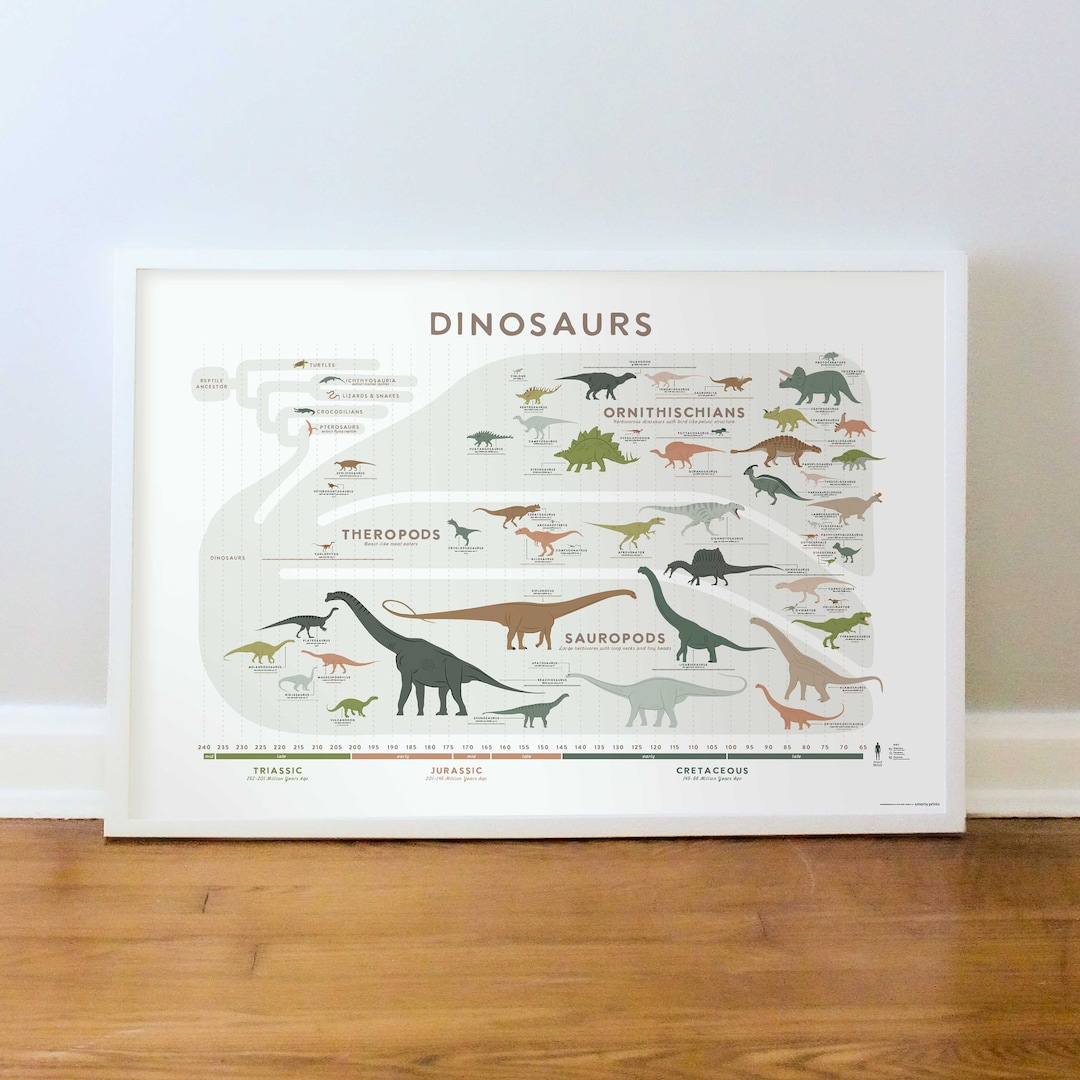 Dinosaur Evolution Poster, Paleontology Print, Dinosaur Décor ...