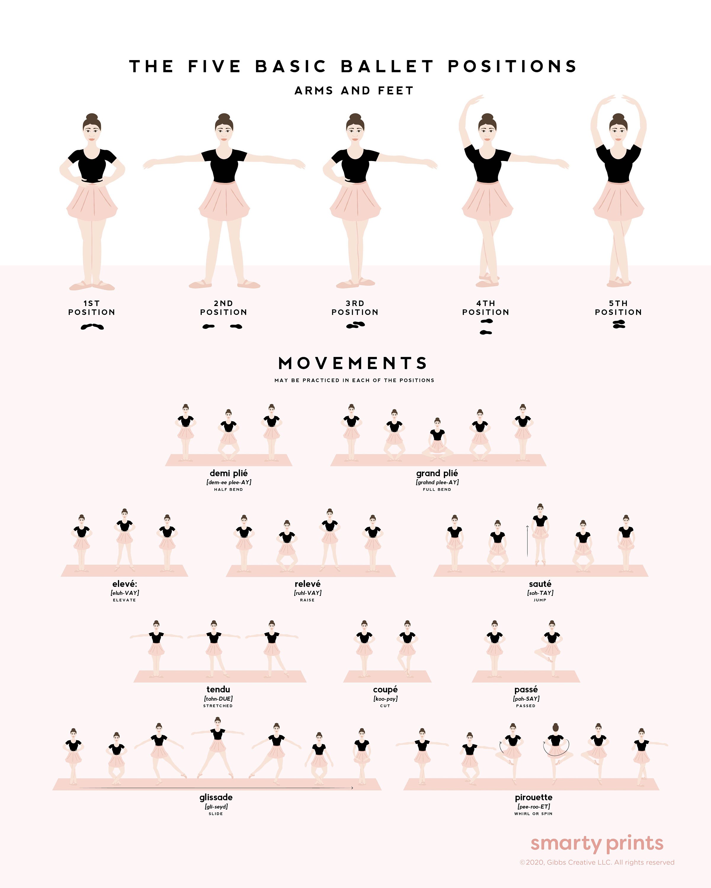 Ballet Dance Poster Ballet Positions & Movements Ballerina | Etsy Australia