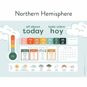 English/spanish Daily Morning Board Printable Placemat, Weather ...
