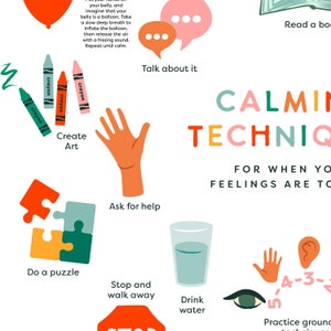 Calming Techniques Poster, Grounding Strategies, Emotional Regulation ...