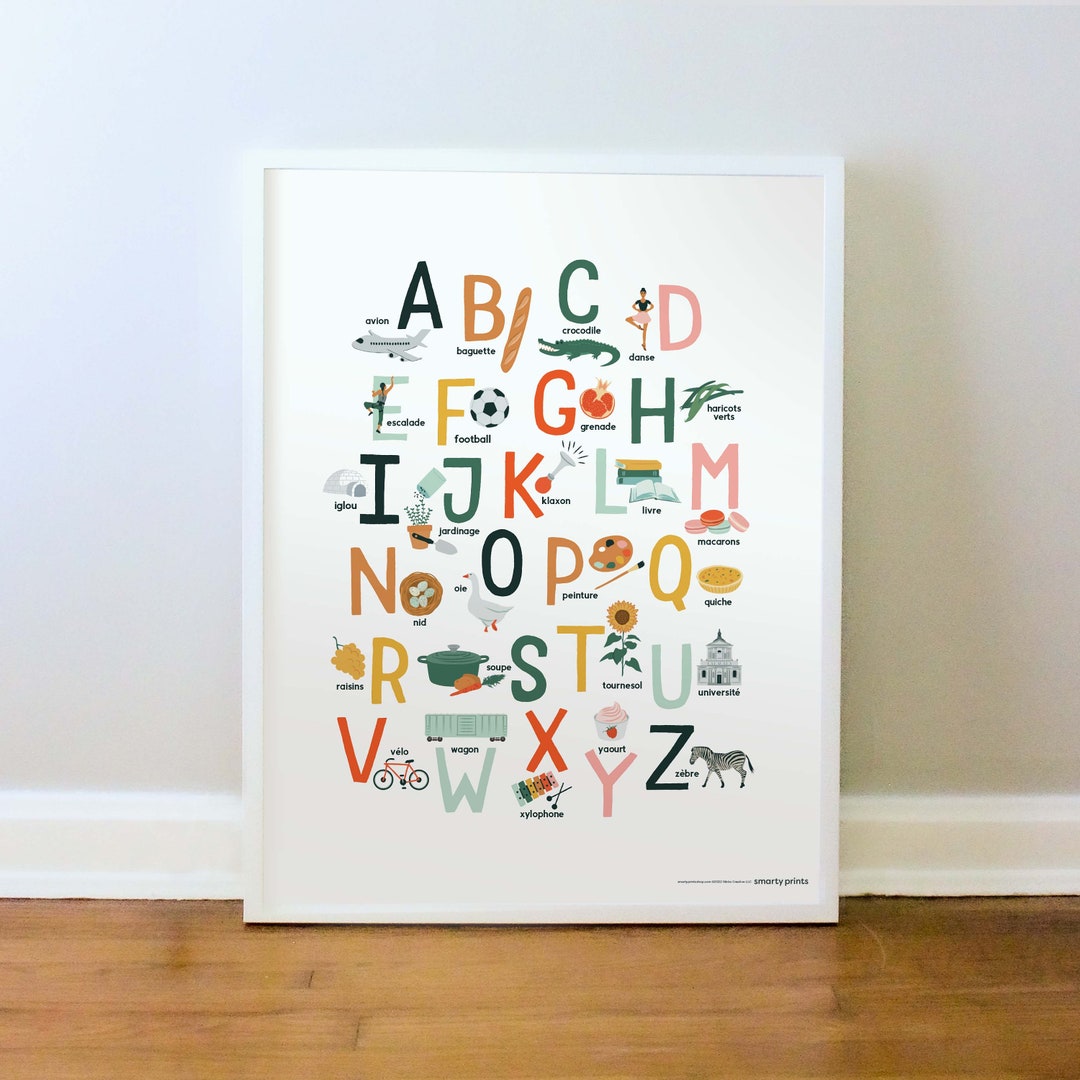 French Alphabet Poster, Français Alphabet, Playroom Wall Art, Toddler ...