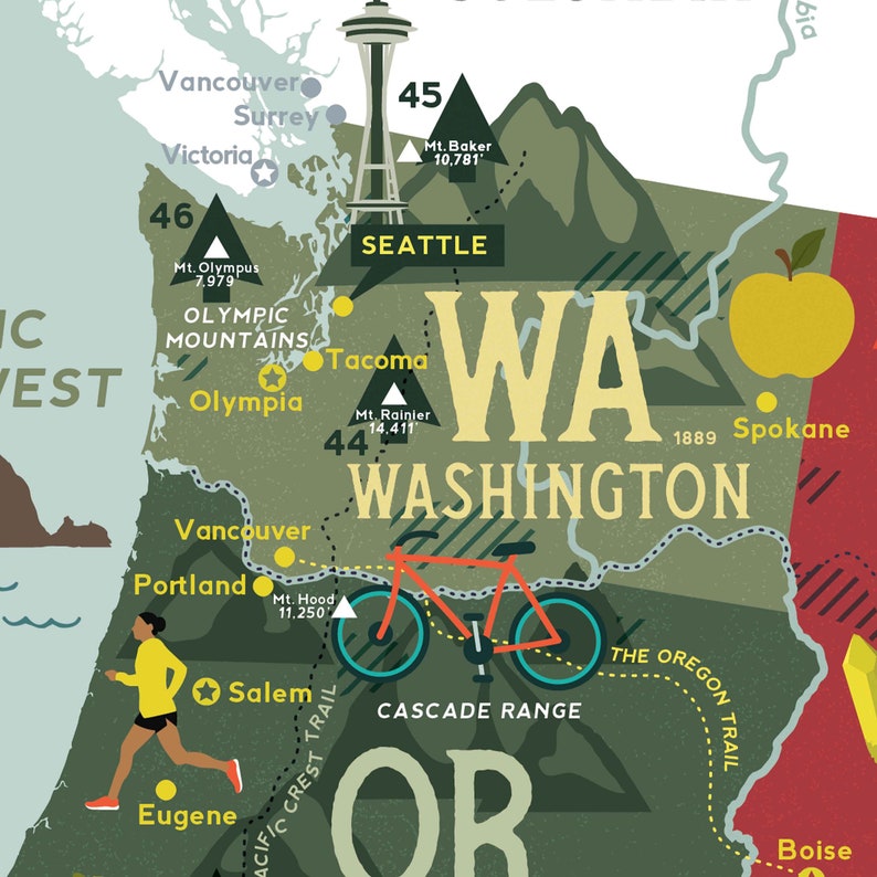 Large Educational Children's Us Map Fun Illustrated Map - Etsy