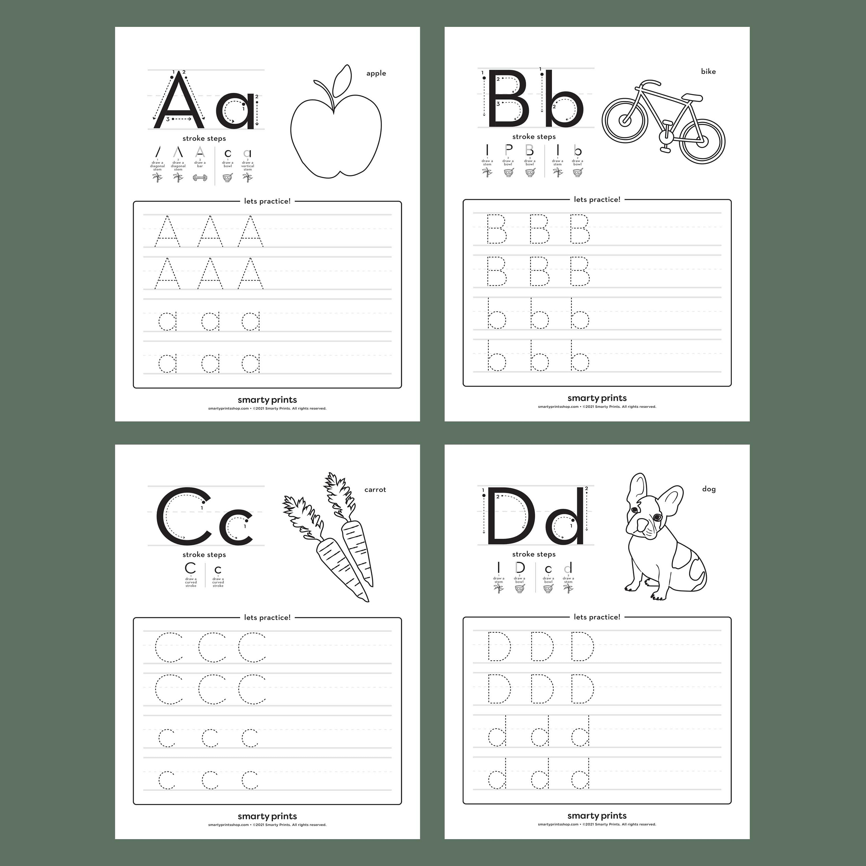 Alphabet Practice Sheets, ABC Tracing Worksheets, Penmanship ...