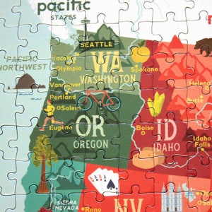 Children's Us Map Puzzle, Fun Illustrated Map, 50 States Usa, Learning ...