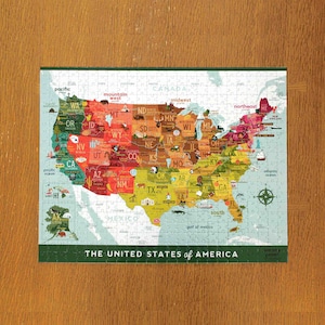 Children's Us Map Puzzle, Fun Illustrated Map, 50 States Usa, Learning ...