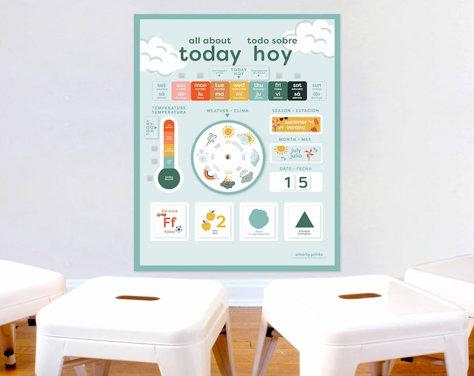 Printable Wall Calendar for Kids Classroom Perpetual Calendar Morning ...