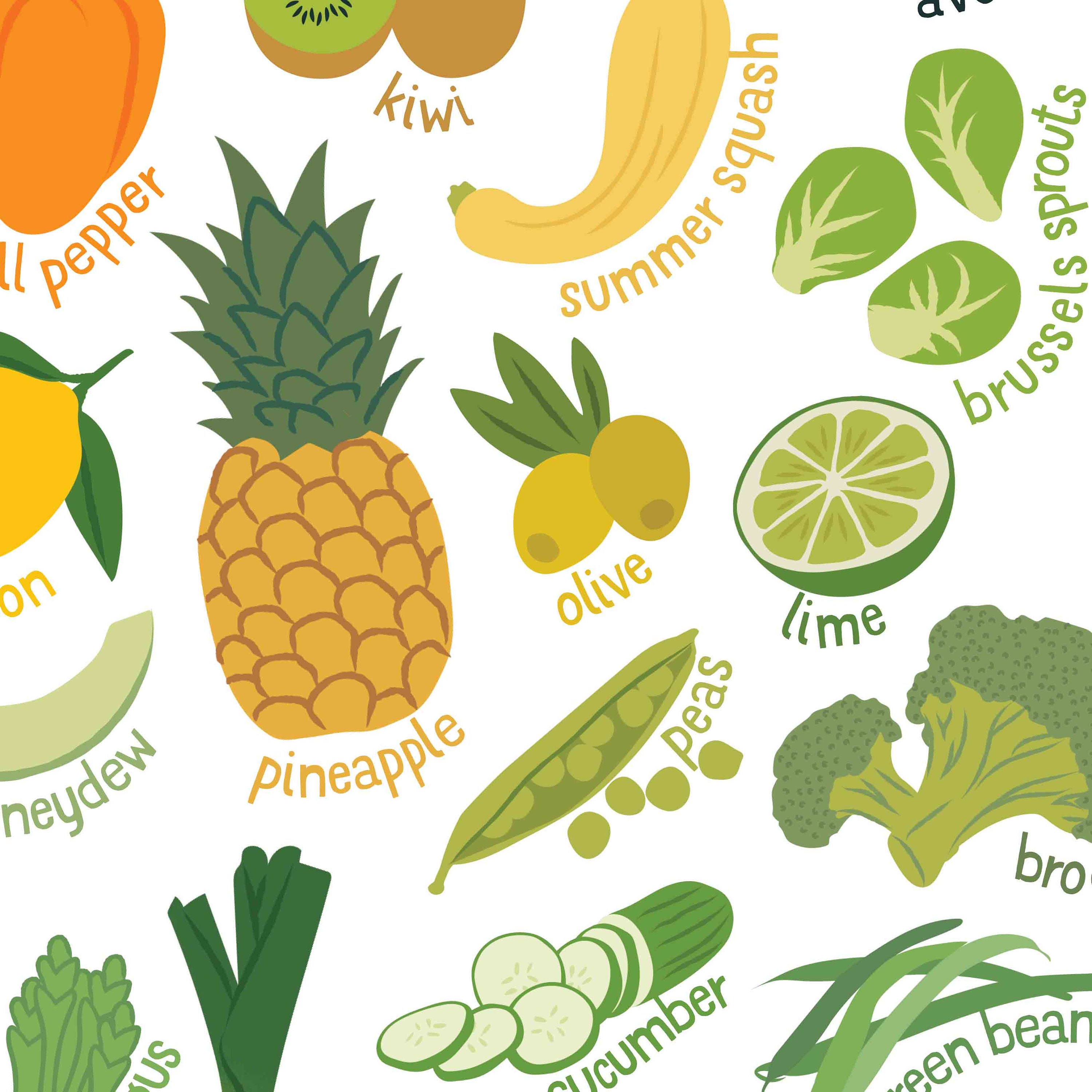 Fruits and Veggies Poster Healthy Food Print Eat the - Etsy