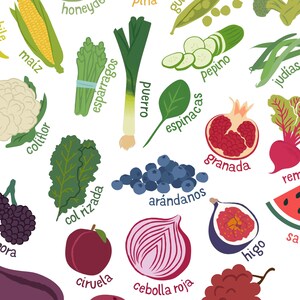Spanish Fruits and Veggies Poster, Frutas Y Verduras Españolas ...