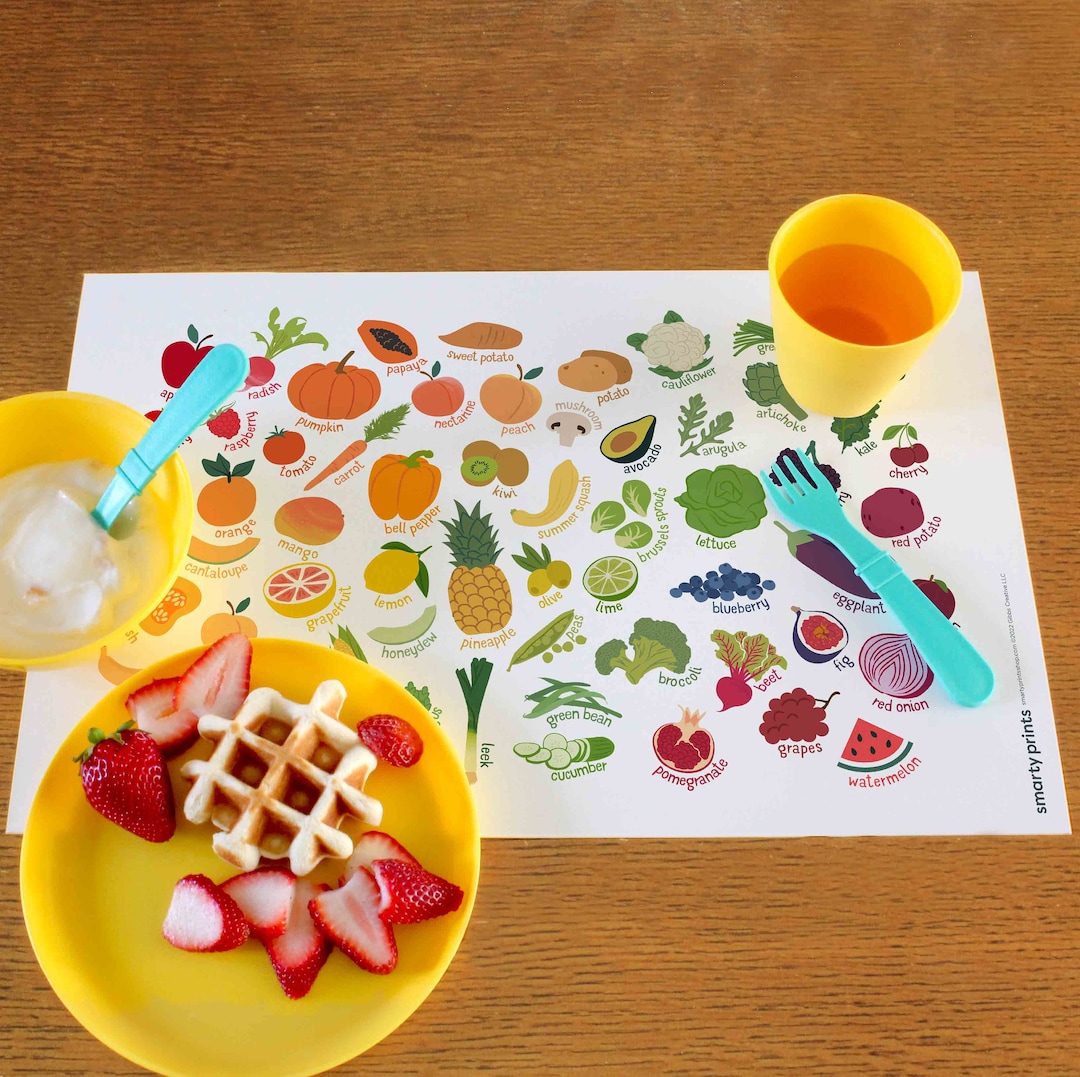 Fruits and Veggies Printable Placemat, Healthy Food Print, Eat the ...