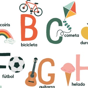 Spanish Alphabet Poster, Espanol Alfabeto, Playroom Wall Art, Toddler ...