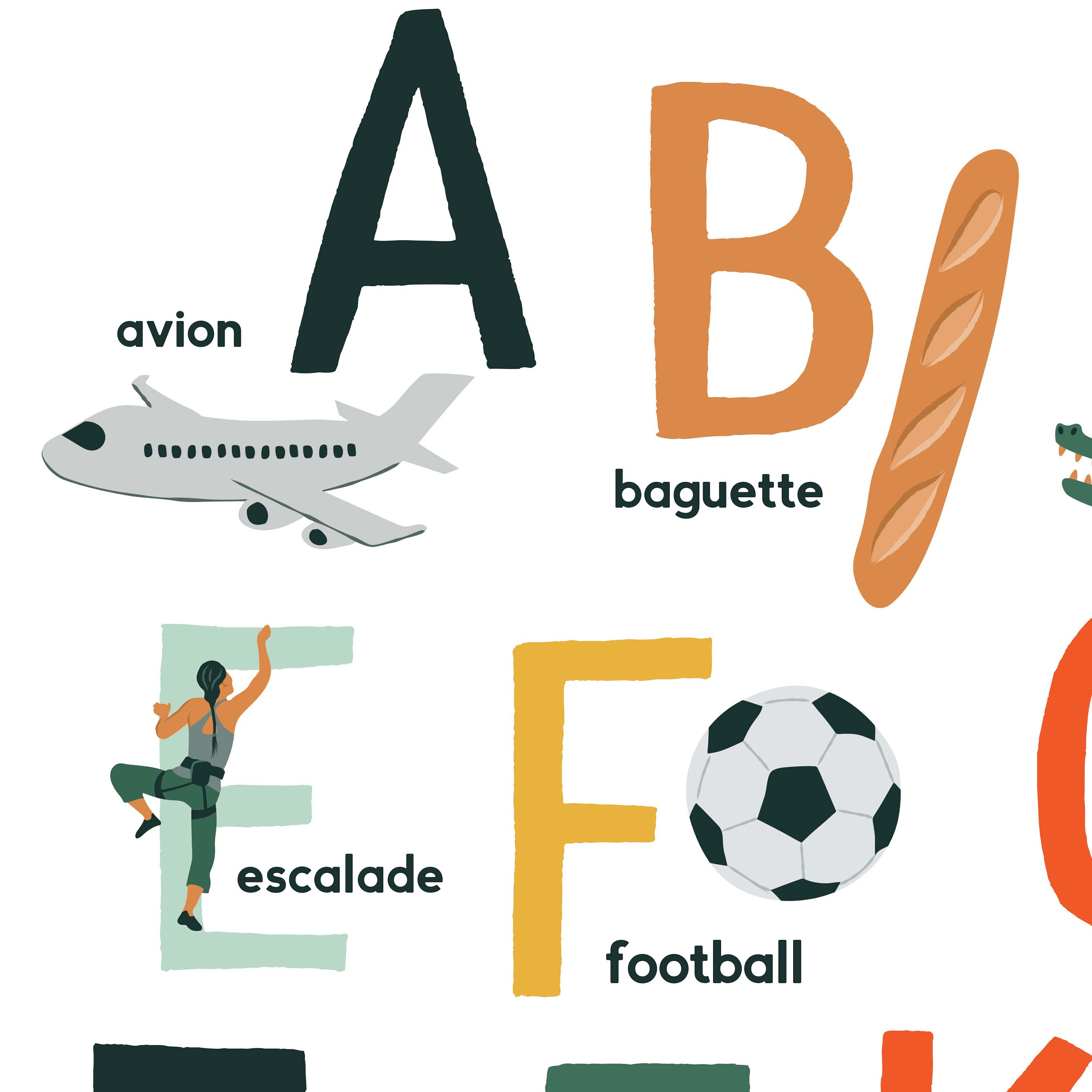 French Alphabet Printable Placemat, Français Alphabet, Playroom Wall ...