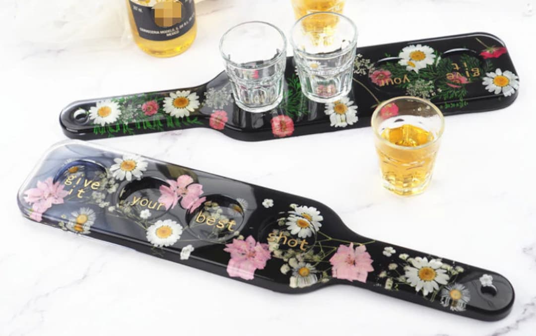 Shot Glass Server Tray Resin Molds-shot Glass Tray Mold-4 Holes Shot ...