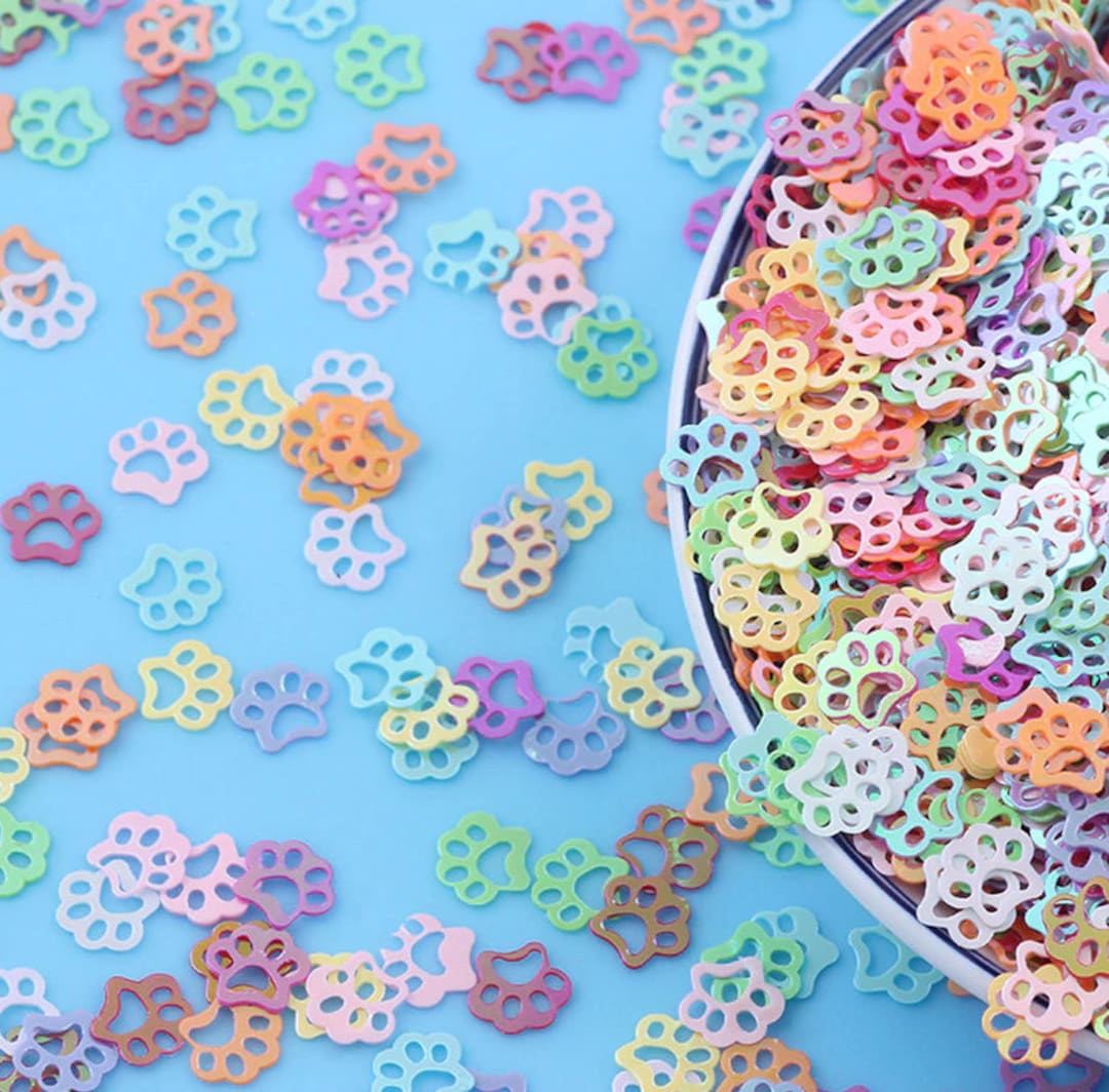 10g, 7mm, Cartoon Cat Paw Shape, Loose Sequins for Crafts, Paillettes ...