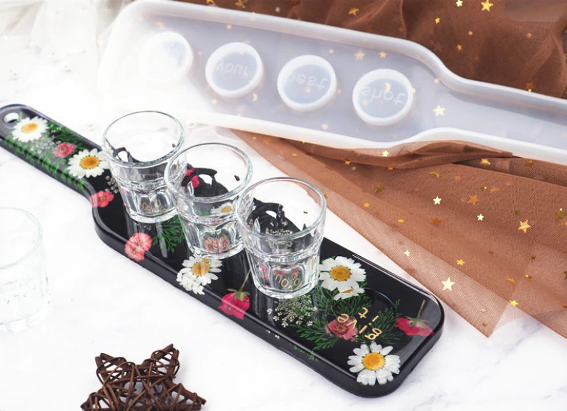 Shot Glass Server Tray Resin Molds-shot Glass Tray Mold-4 - Etsy