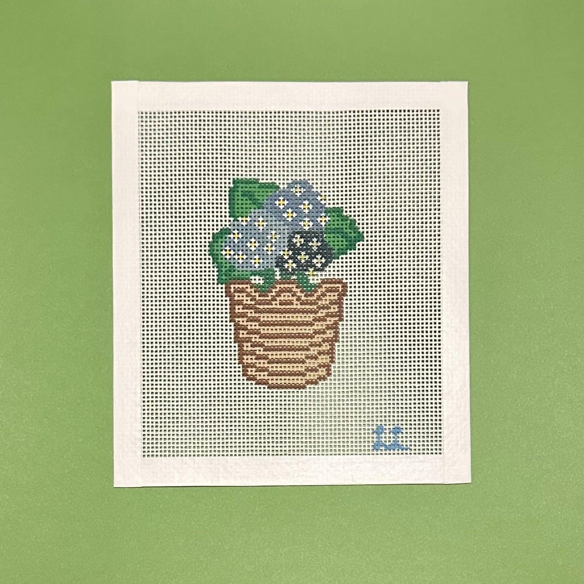 Hydrangeas in Wicker Needlepoint Canvas - Etsy