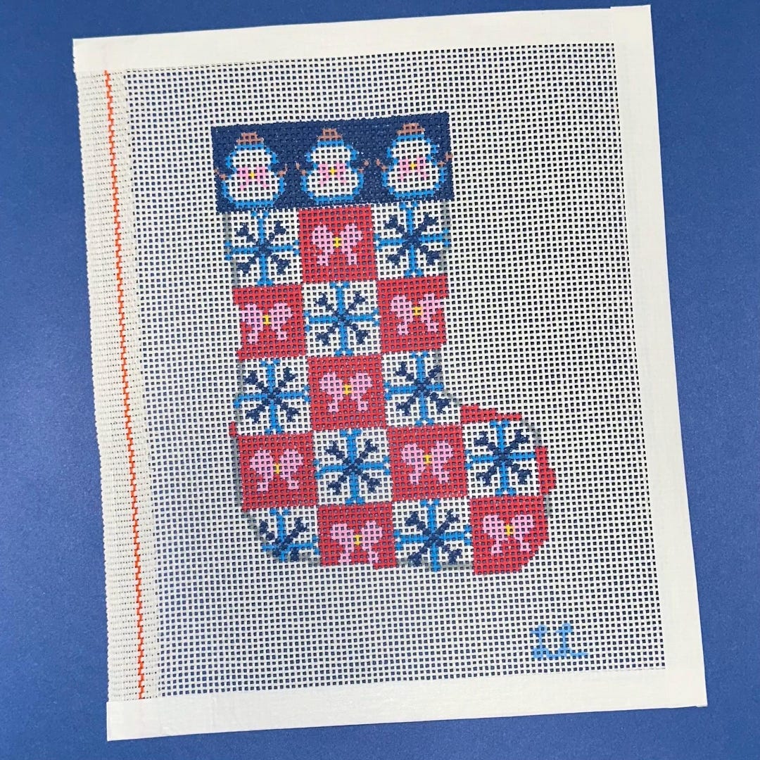 Snow & Bows Mini Stocking Needlepoint Canvas - Etsy