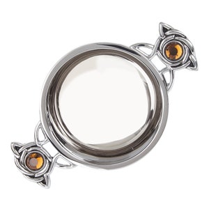 3" Celtic Chrome Quaich With Coloured Stone | Finest Handmade Pewter ...