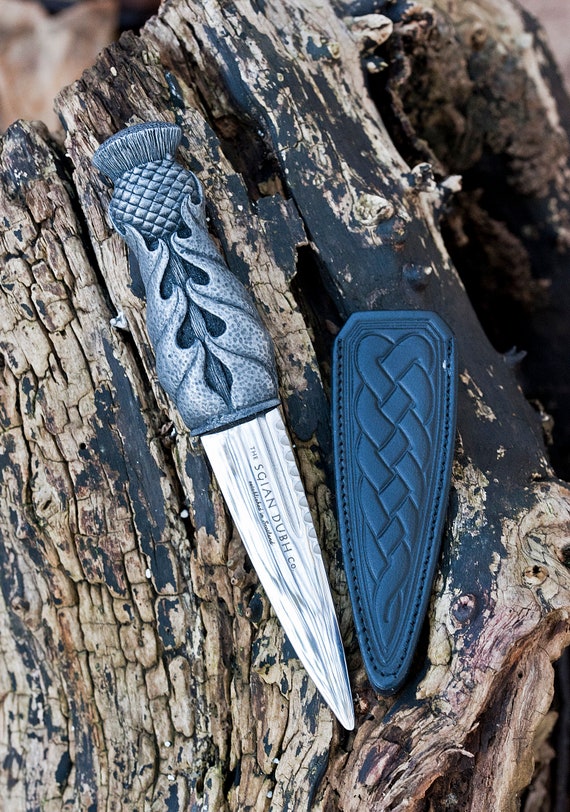Thistle Daywear Sgian Dubh With Resin Handle & Real Leather - Etsy