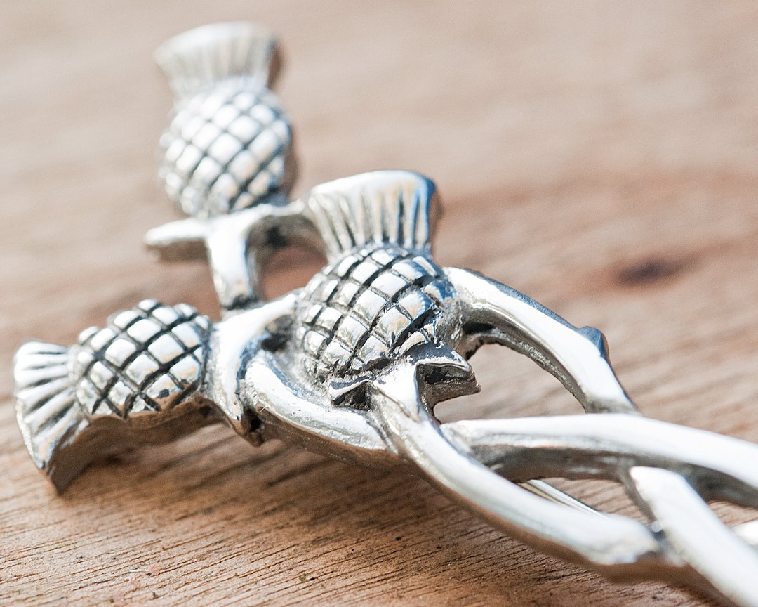 Three Scottish Thistles Kilt Pin | Kilt Accessory | Polished Kilt Pin ...