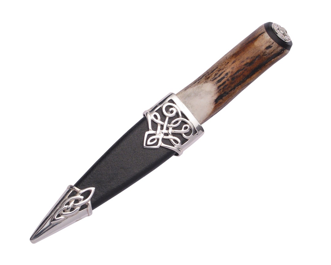Staghorn Sterling Silver Sgian Dubh With Leather Sheath Made in ...