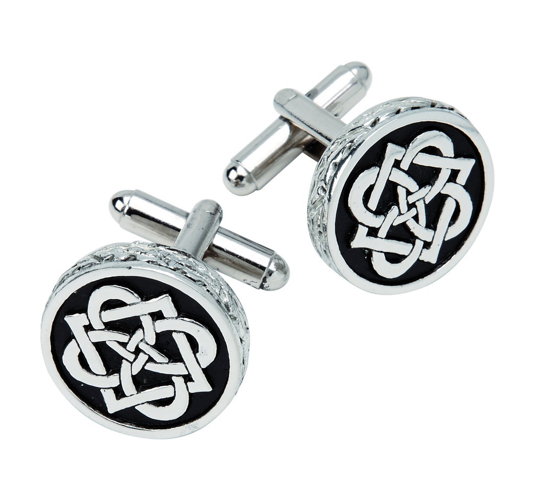 Celtic Cufflinks in Polished Pewter Letterbox Gift Kilt Accessory Men's ...