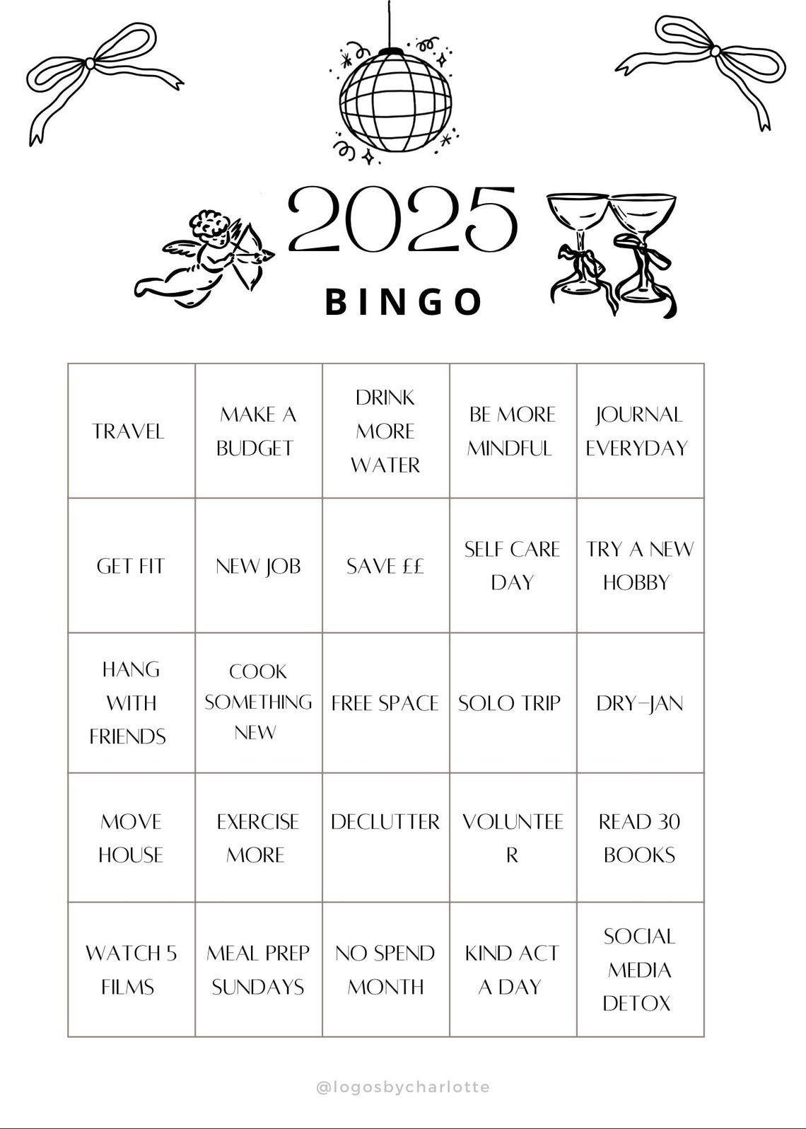 2025 New Years Resolutions Vision Board Bingo Card Canva Template - Etsy UK