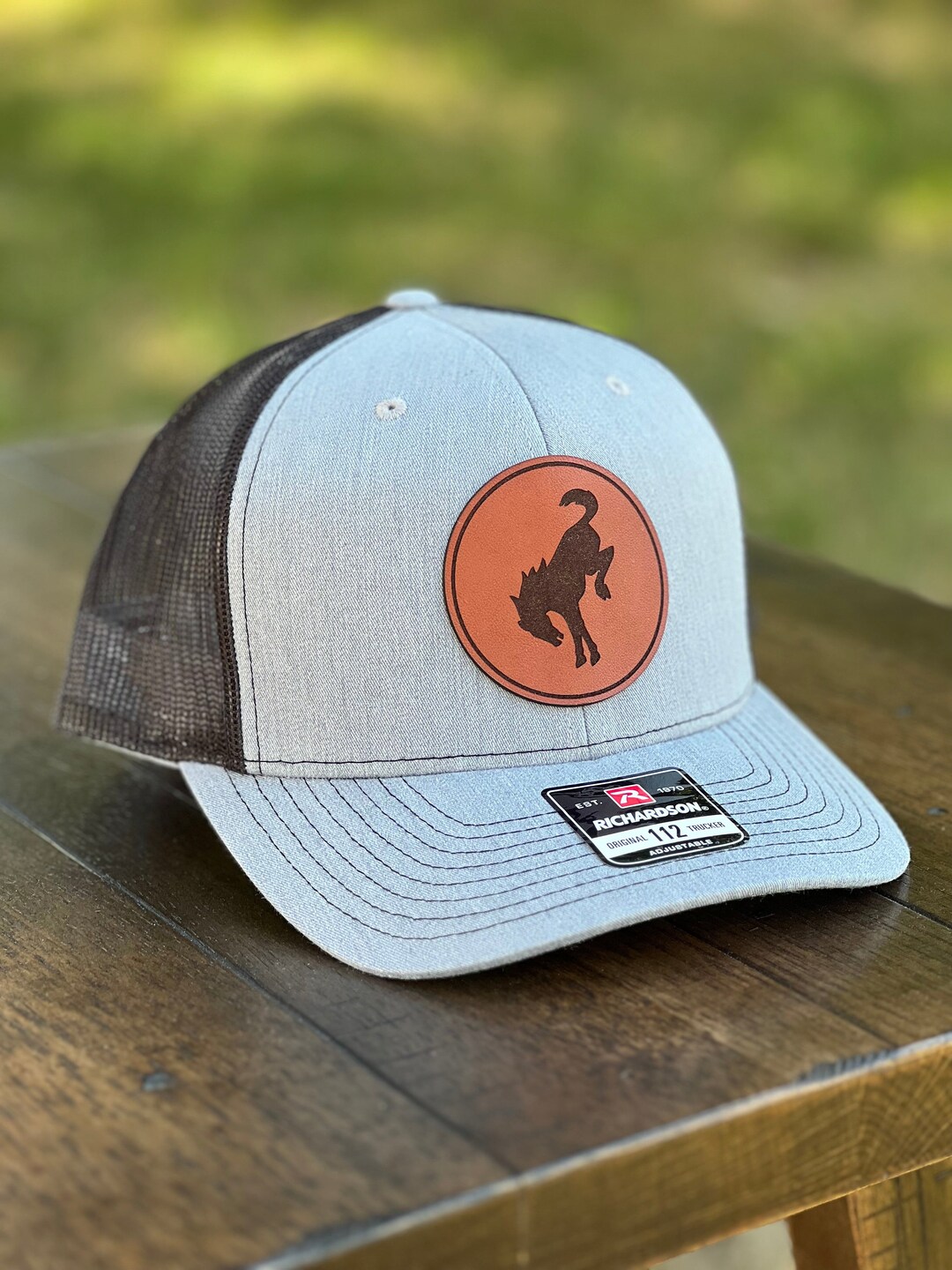 Bronco Circle Leather Patch Hat - Etsy