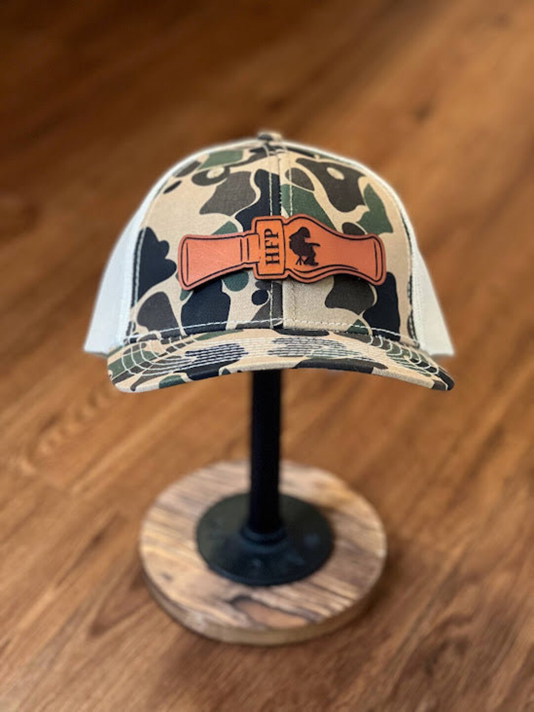 Hunt Fish Panic “HFP Duck Call” Retro Duck Camo Leather Patch Hat - Etsy