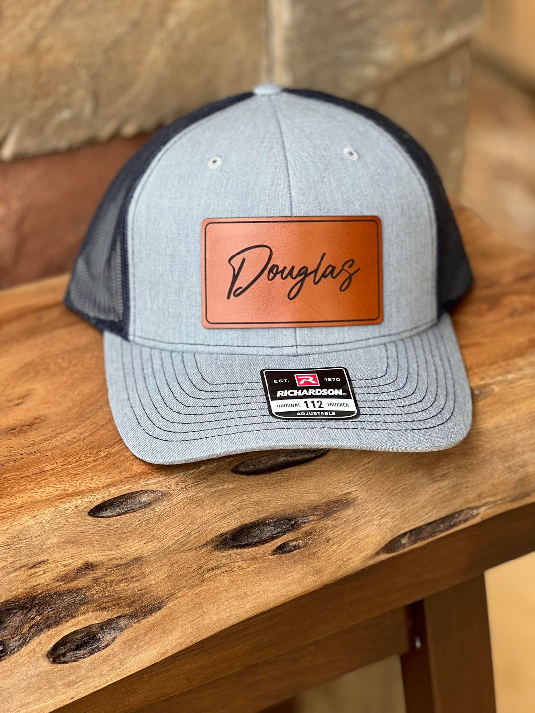 CUSTOM NAME- Leather Patch Hat...... - Etsy