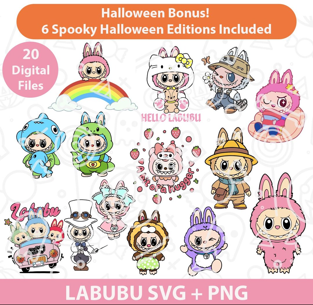 20 Labubu SVG Bundle | Cute Labubu Clipart PNG | Vector | Cricut ...