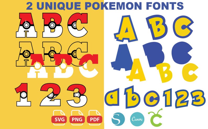 POKEMON Alphabet Letters Bundle – 2 Font Styles | Svg Png and Pdf ...