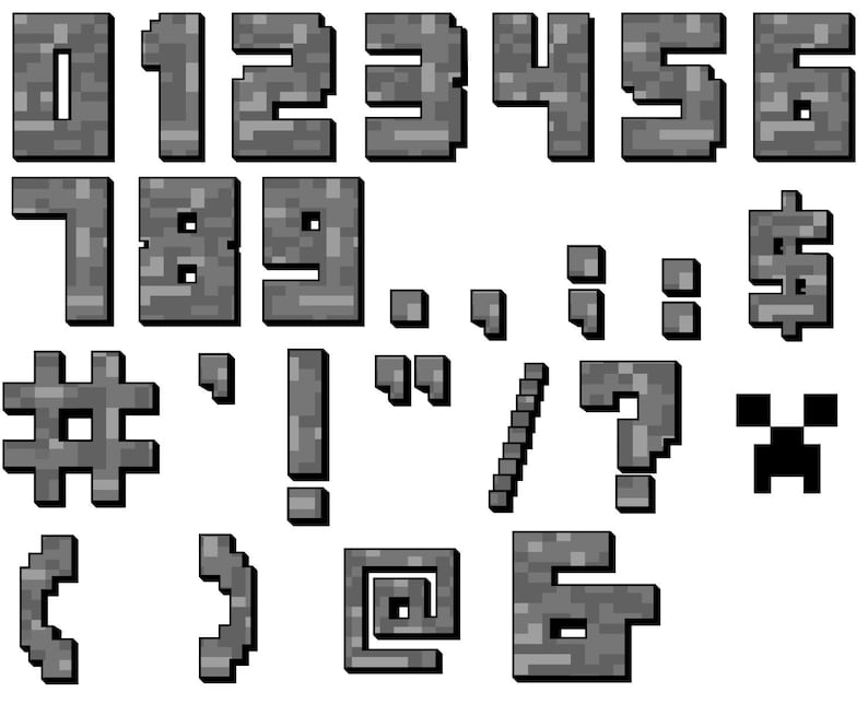 Minecraft Alphabet SVG Bundle | 4 Letter Sets + Numbers, Symbols ...
