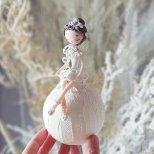 Ballerina on Snowball / Handmade Air Dry Clay Art Figurine / Cold ...