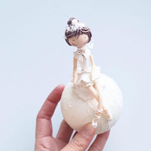 Ballerina on Snowball / Handmade Air Dry Clay Art Figurine / Cold ...