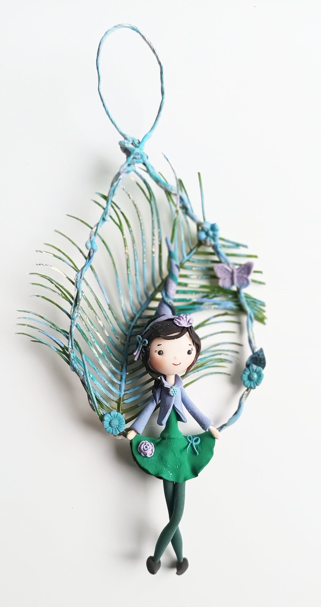 Peacock Feather Pixie Decor / Handmade Christmas Tree Ornament / Cold ...