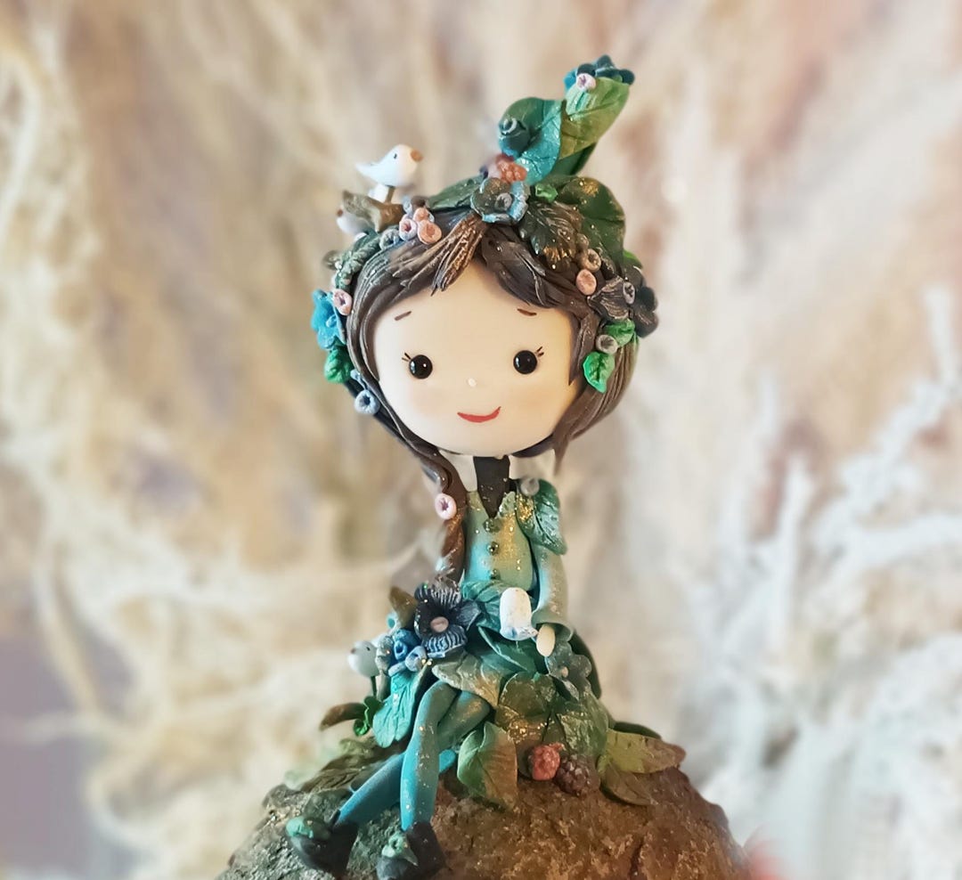 Forest Fairy Art Doll With Birds / Handmade Fairy Tale Decor ...