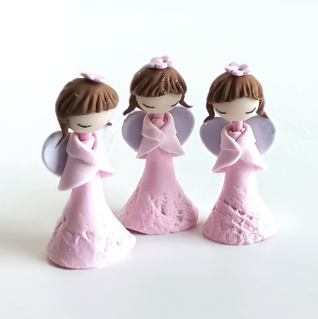 3 Tiny Angels / Handmade Clay Art Figurine / Gift Ornament - Etsy