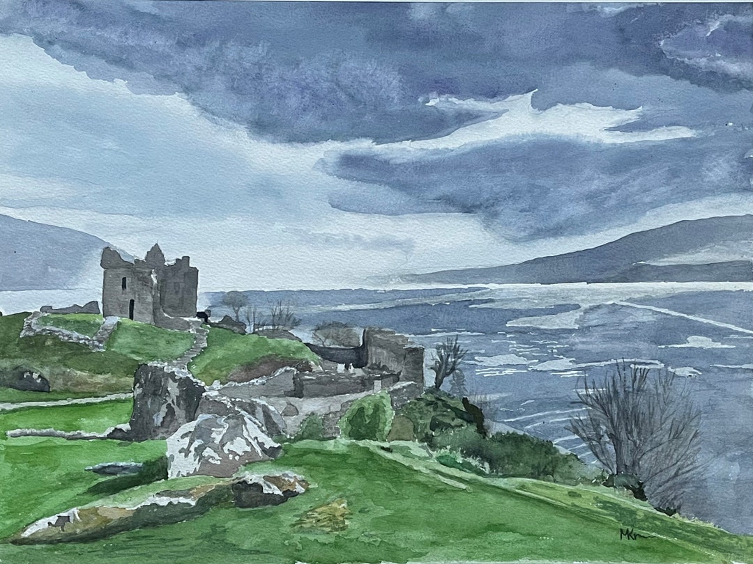 Loch Ness Watercolor Digital Download-uruquhart Castle Watercolor ...
