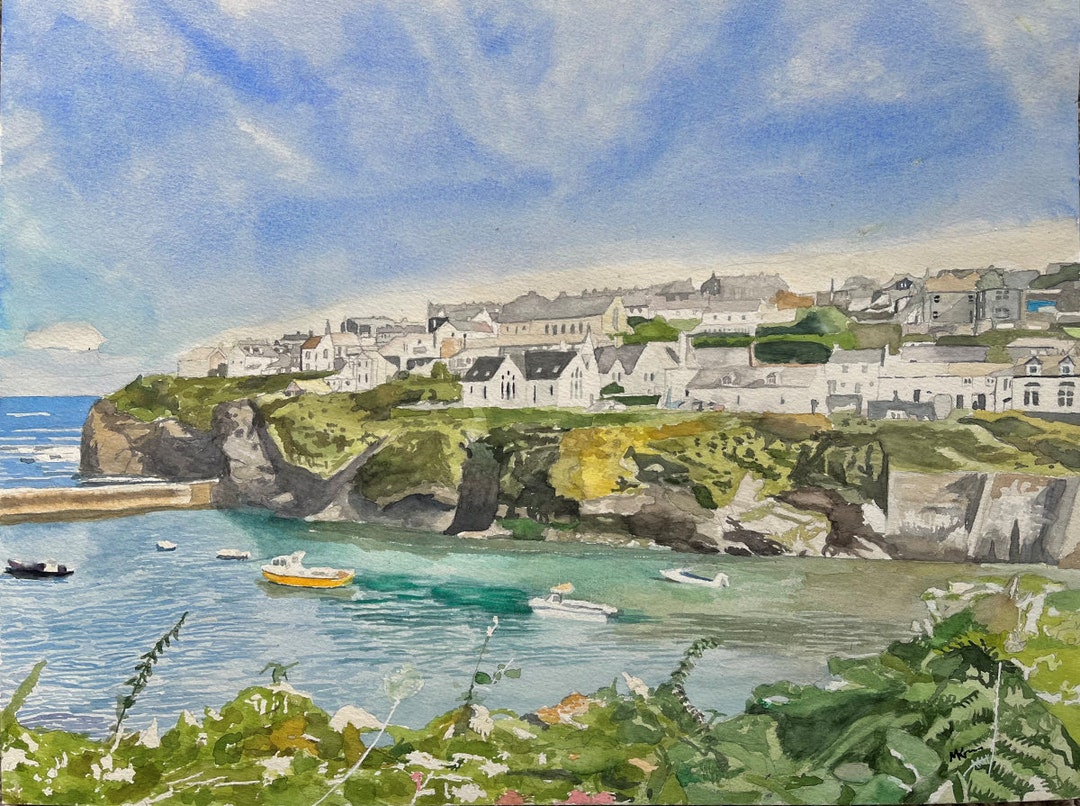 Port Isaac Watercolor-cornish Seaside Village-english Village ...