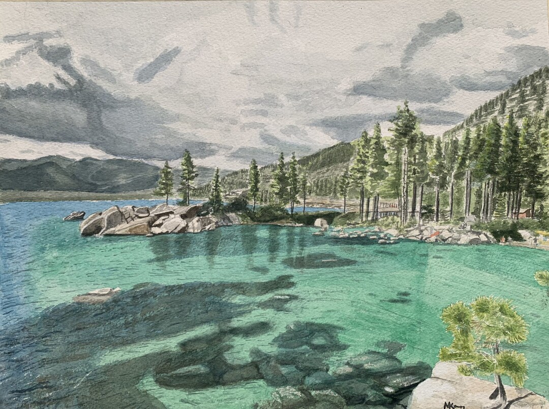Lake Tahoe Print-lake Tahoe Watercolor-lake Tahoe Wall Art-lake Tahoe ...